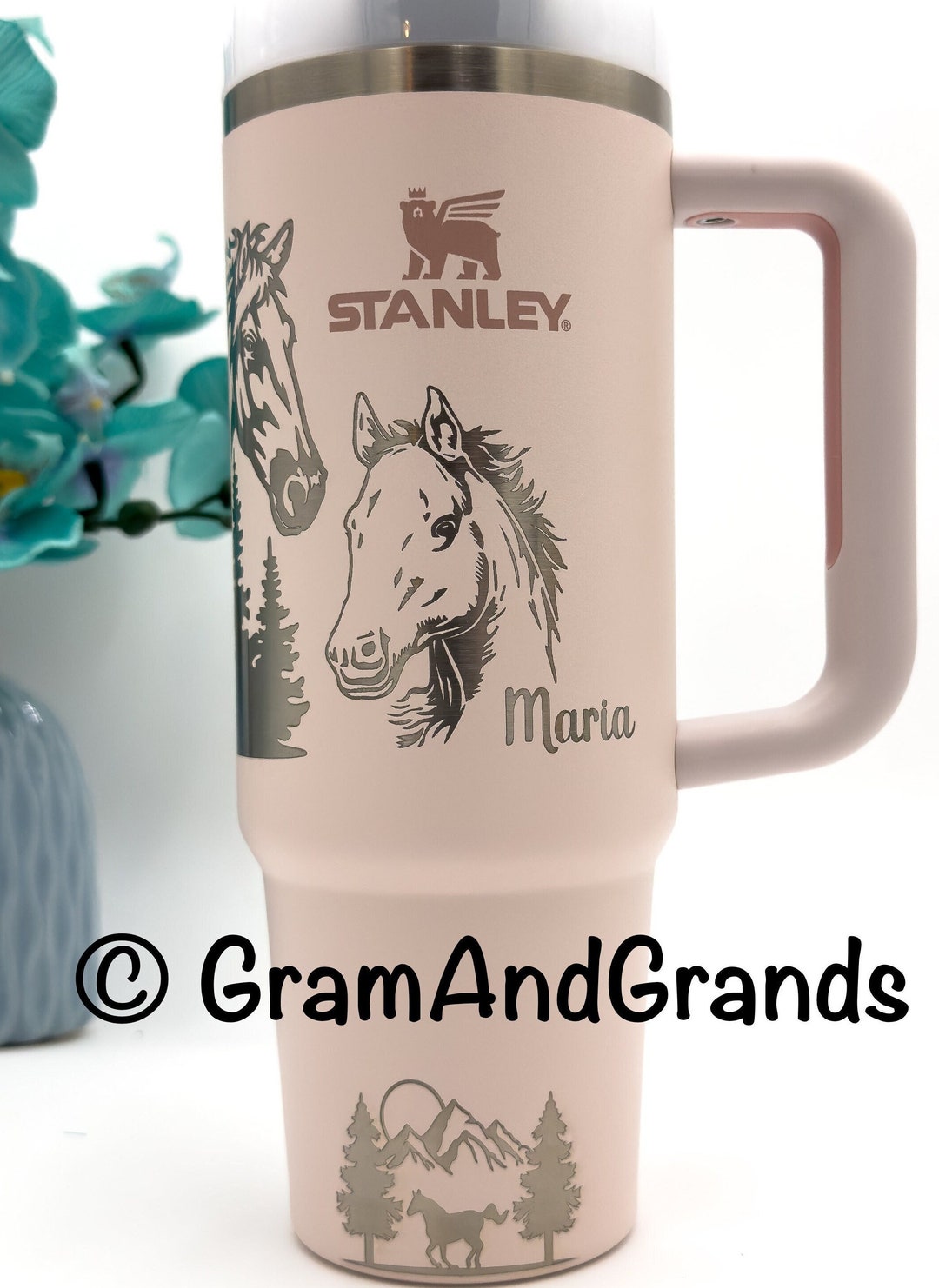 Laser Engraved Stanley 30oz Travel Tumbler With Handle ~ Horse/stallion ...