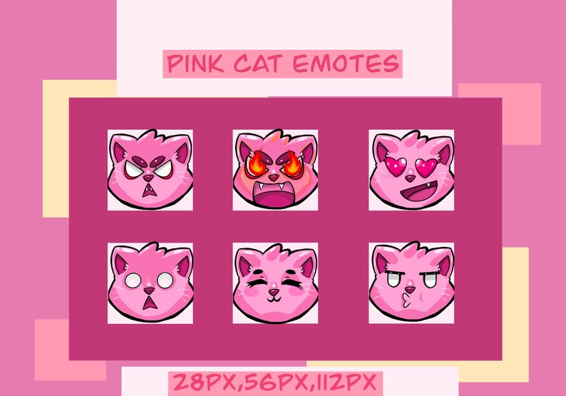 Cute Pink Cat Emotes for Twitch and Discord - Etsy