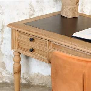 Vintage Writing Desk With 5 Drawer,desk With Leatherette,traditional ...