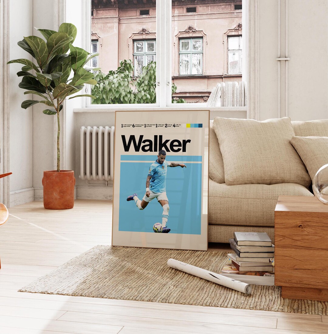 Kyle Walker Poster, Manchester Cit Football Team, Minimalist Wall Art ...