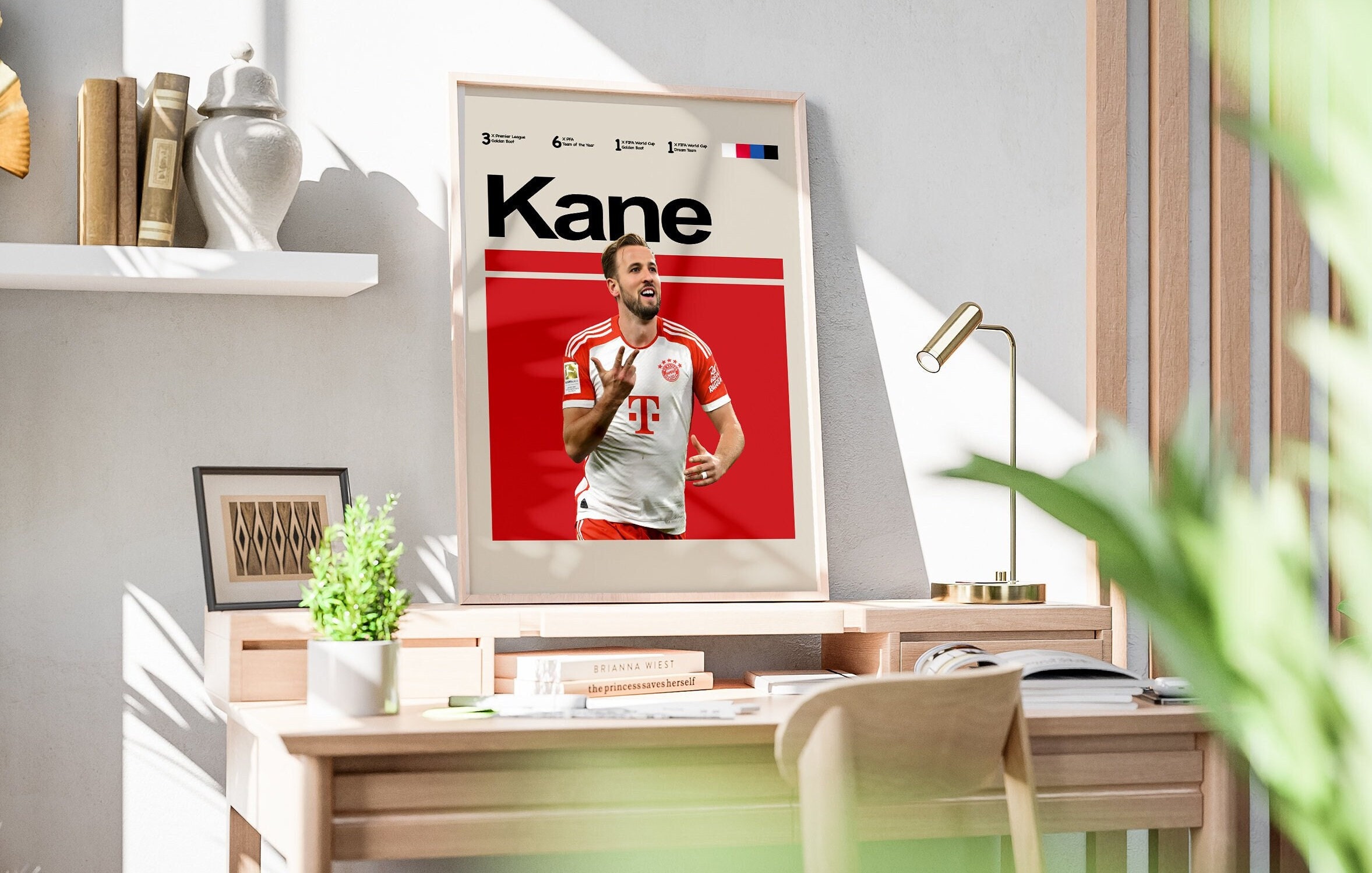 Harry Kane Poster, Bayern Munich Poster, Mid Century Modern, Minimalist ...