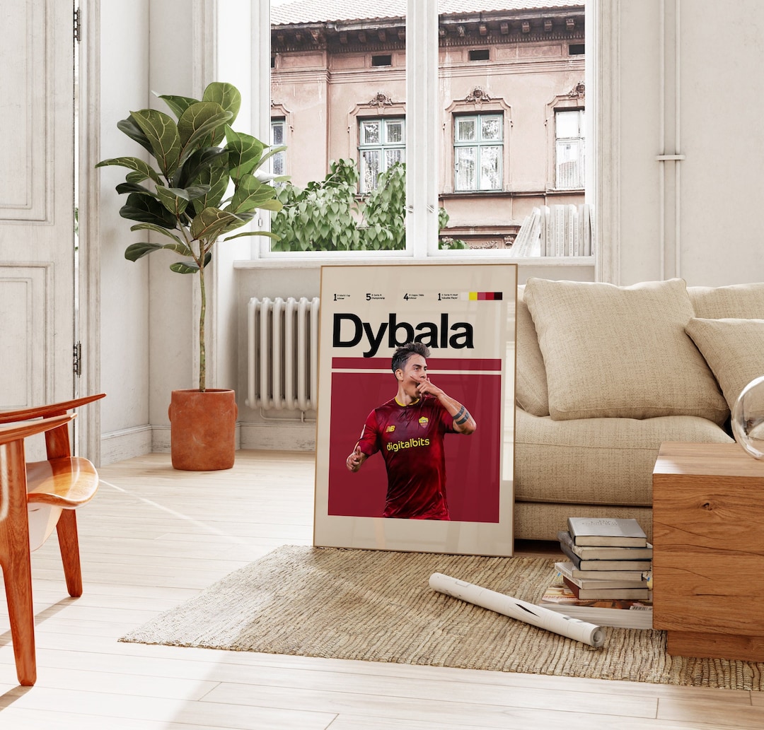 Paulo Dybala Poster, AS Roma Football Team, Football Prints, Printable ...