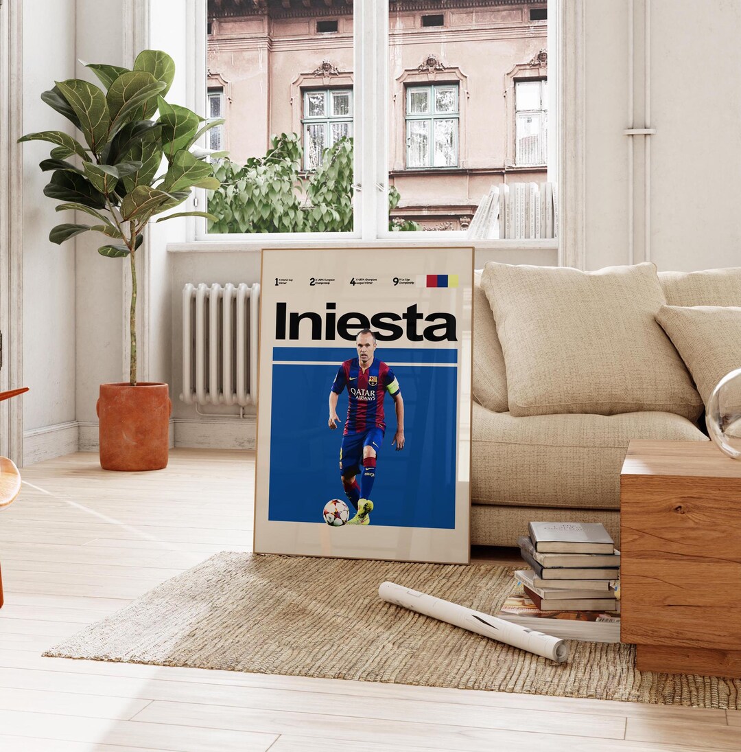 Andrés Iniesta Poster, Barcelona Poster, Iniesta Printable Poster ...