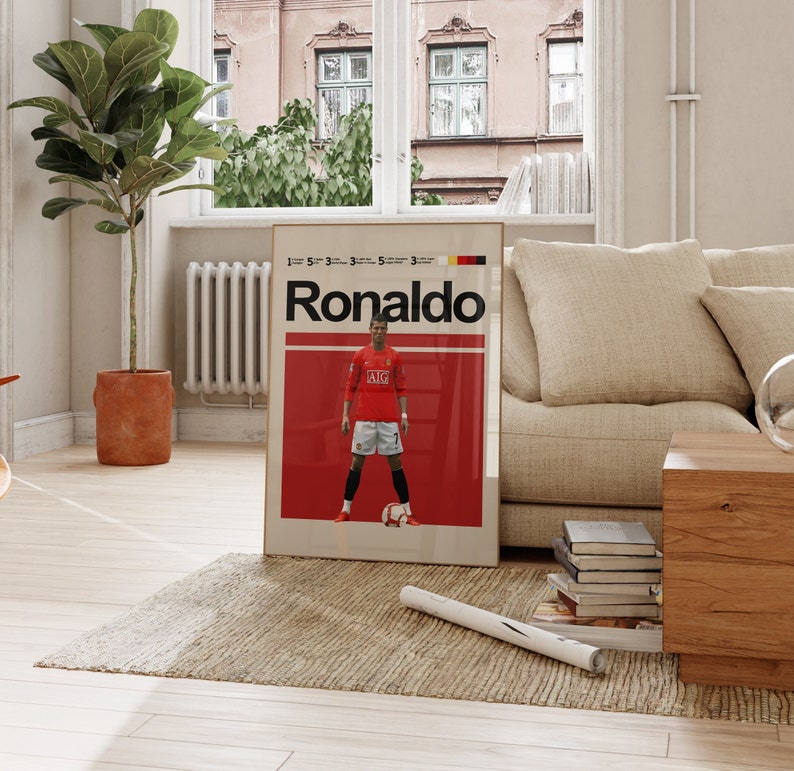 Cristiano Ronaldo Poster, Gifts for Him, Manchester United Wall Poster ...