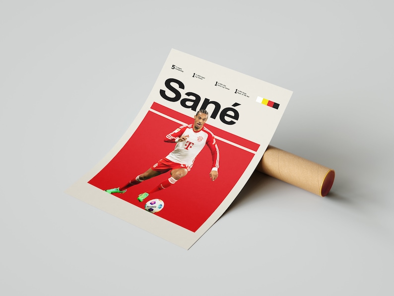 Leroy Sane Poster, Bayern München Poster, Leroy Sane Print Art. Leroy ...