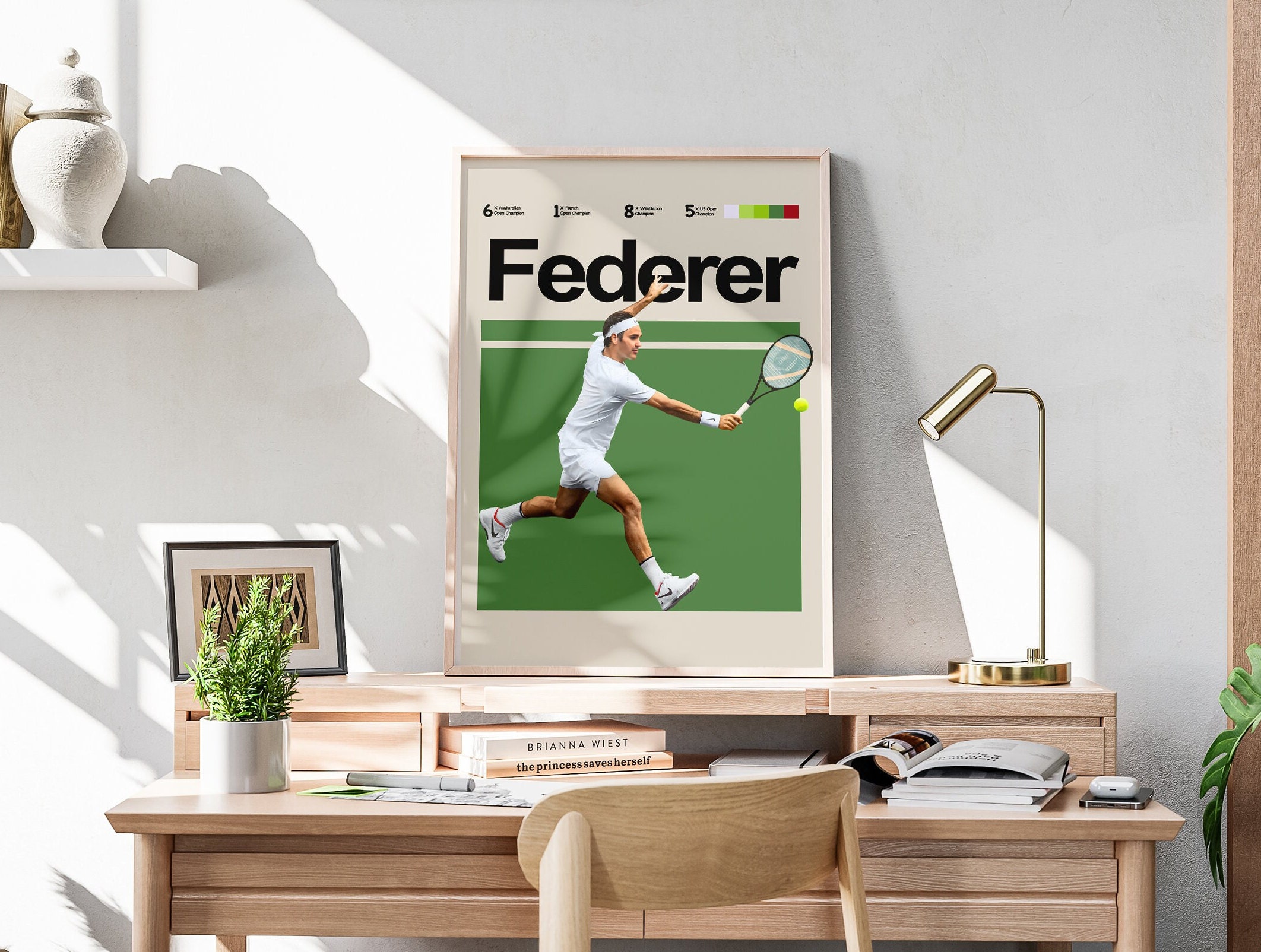 Roger Federer Poster Gift for Her. Tennis Art Print. Tennis Fans ...