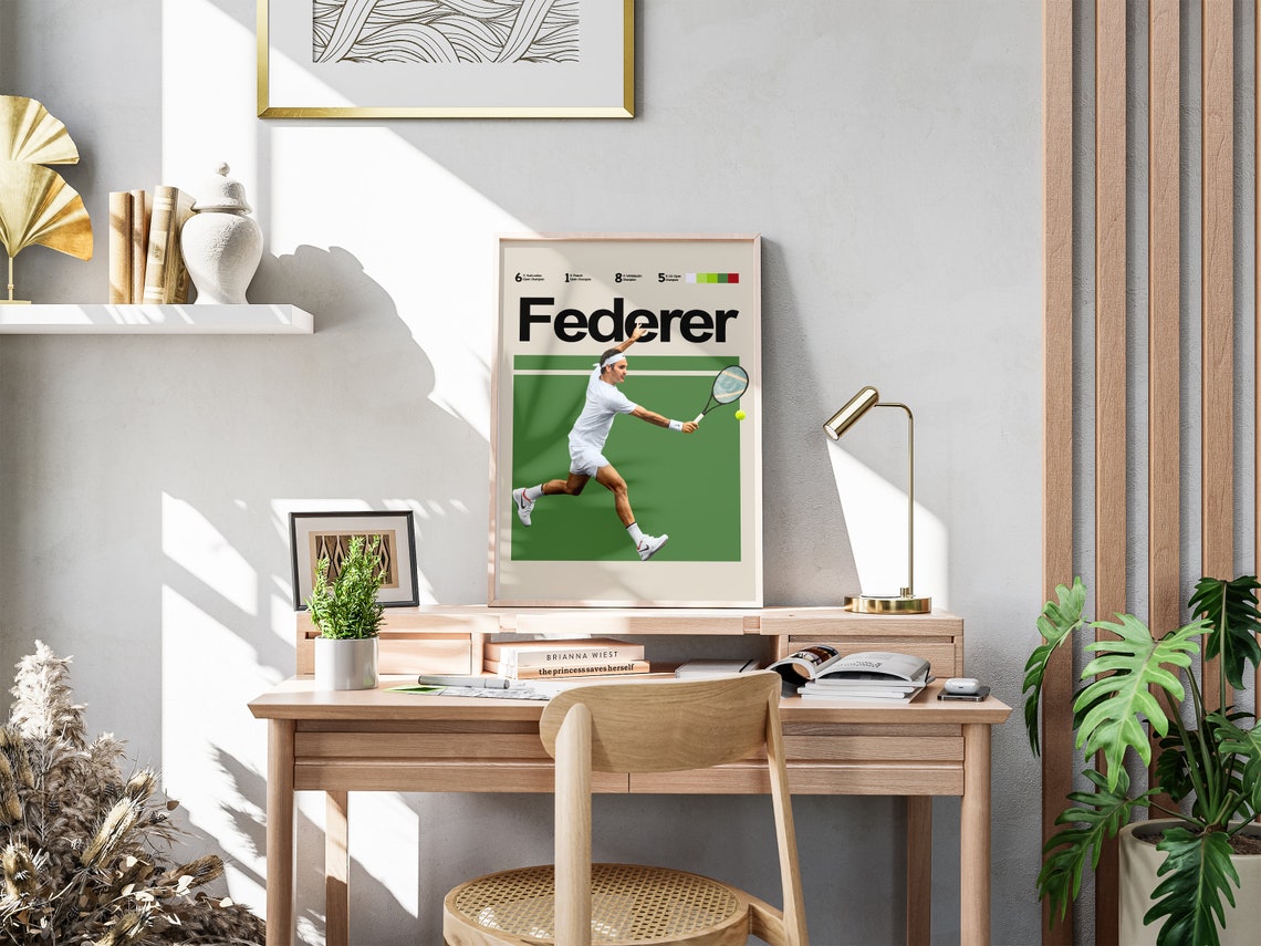 Roger Federer Poster Gift for Her. Tennis Art Print. Tennis Fans ...