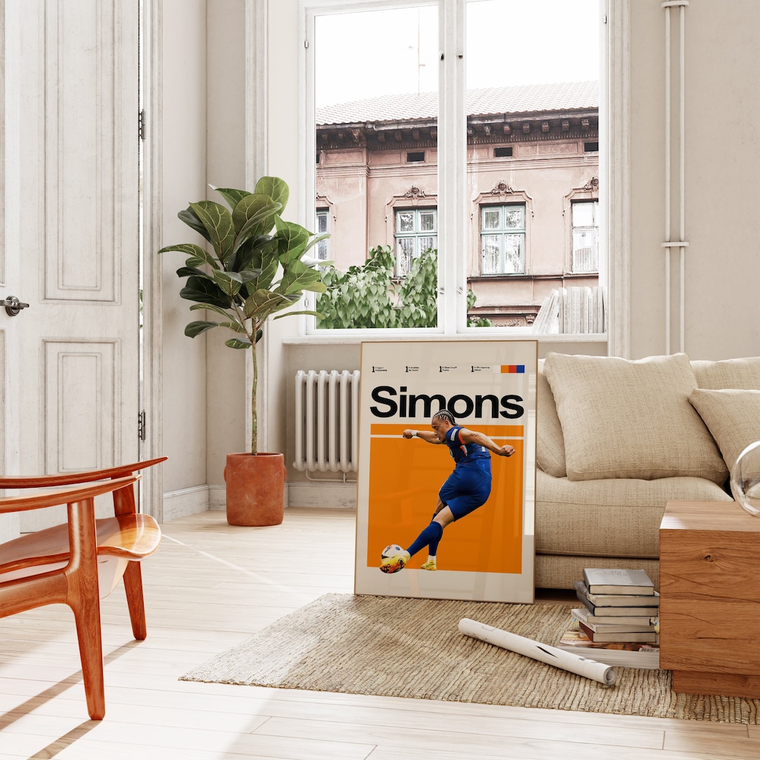 Xavi Simons Poster: Netherlands Football Art, Mid-century Modern ...
