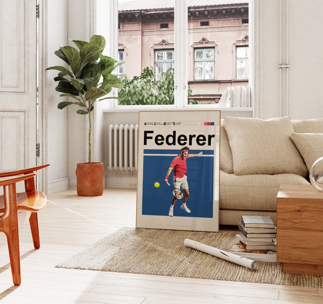 Roger Federer Poster, Gift for Her. Tennis Art Print. Tennis Fans ...