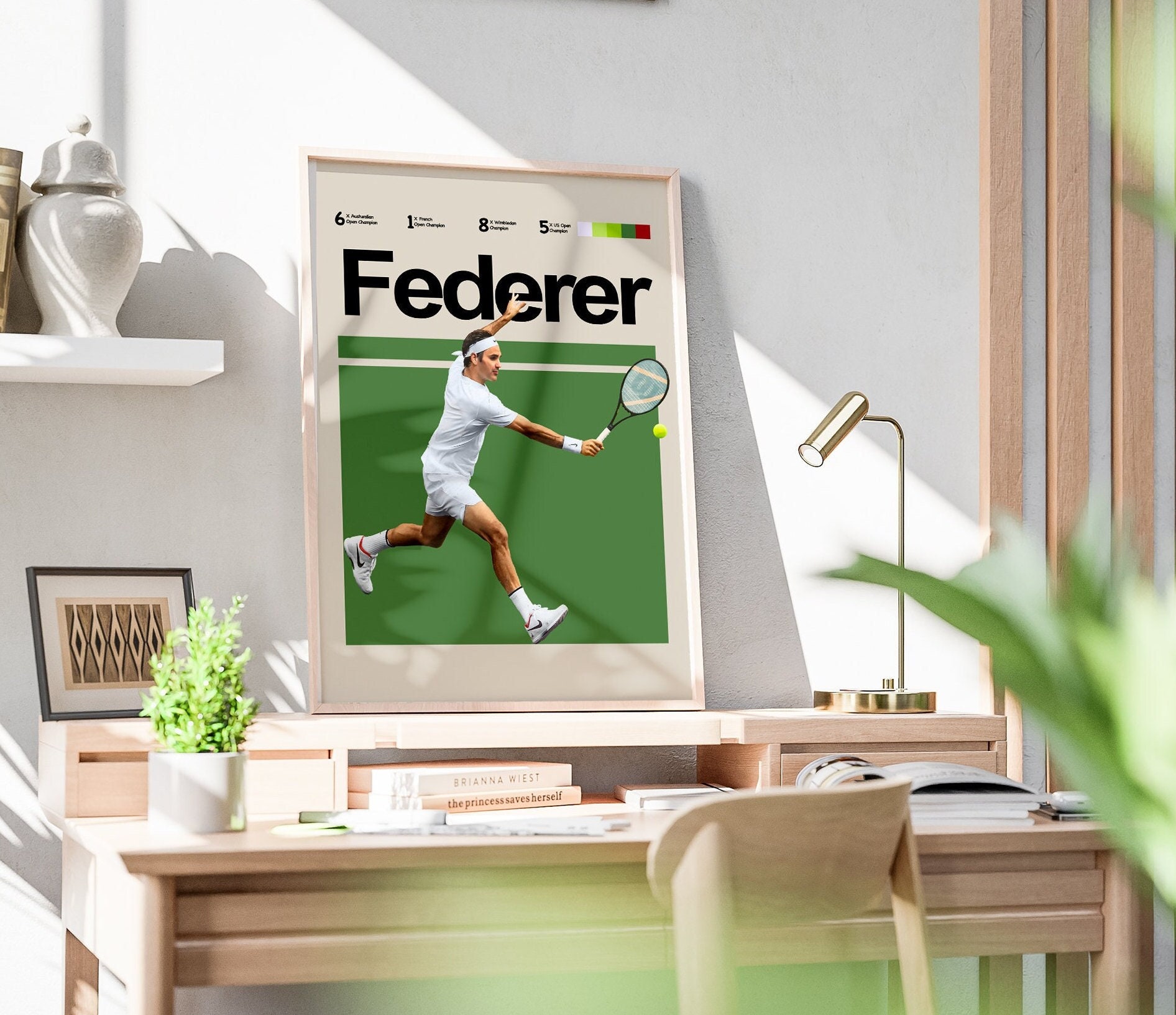 Roger Federer Poster Gift for Her. Tennis Art Print. Tennis Fans ...