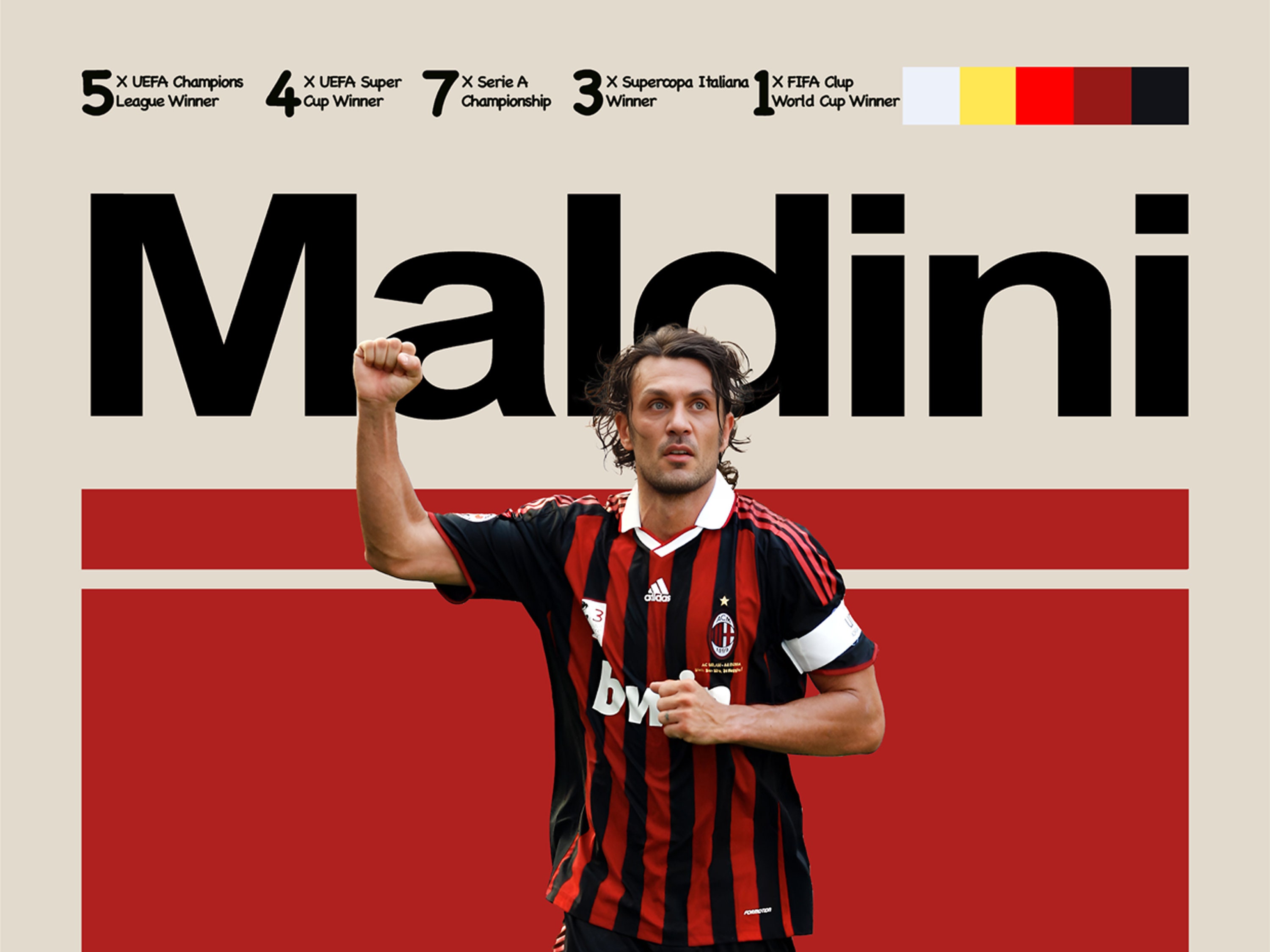 Paolo Maldini Poster, AC Milan Poster, Football Instant Download Poster ...
