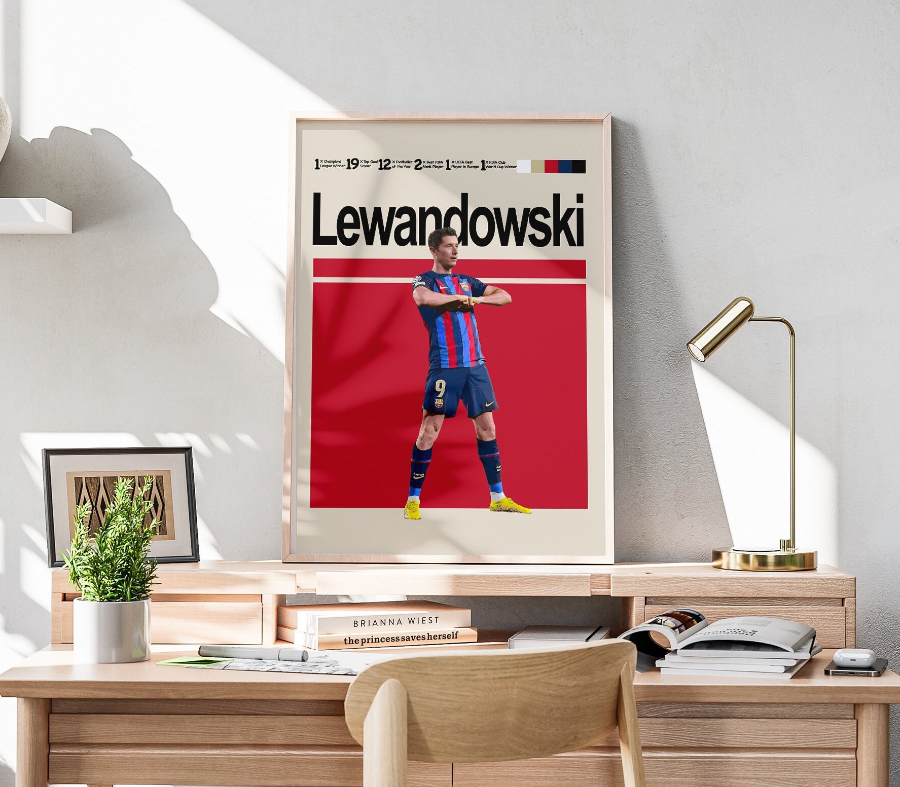 Robert Lewandowski Poster, Barcelona Wall Poster Living Room and Office ...