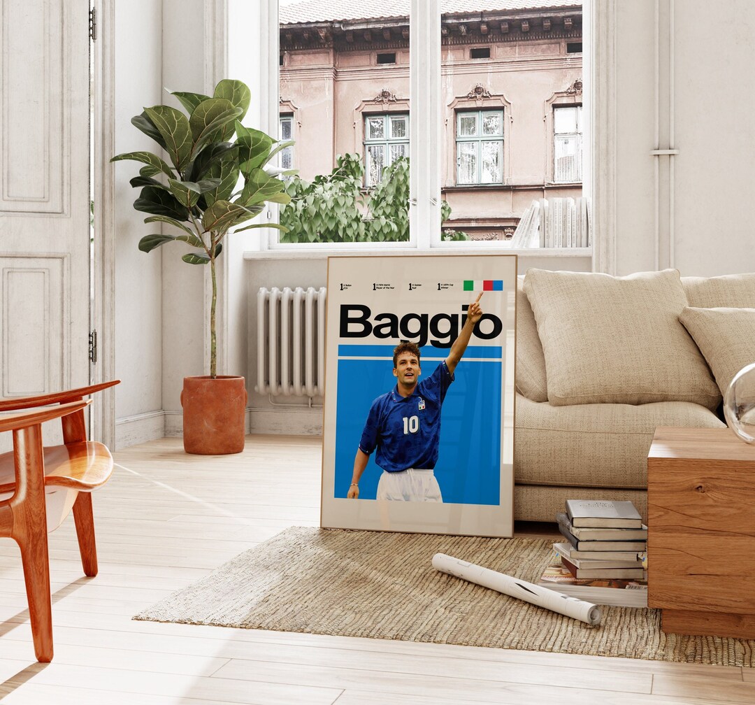 Roberto Baggio Poster: Football Legend, Soccer Print Art, Soccer Home ...