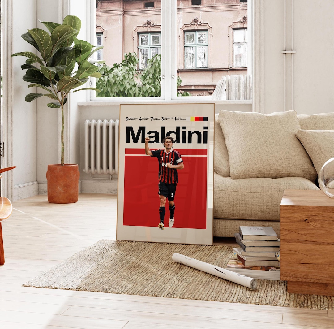 Paolo Maldini Poster, AC Milan Football Team Poster, Football Instant ...