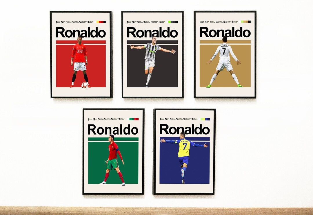 Cristiano Ronaldo Poster: Set of 5 Prints, Football Home Decor ...