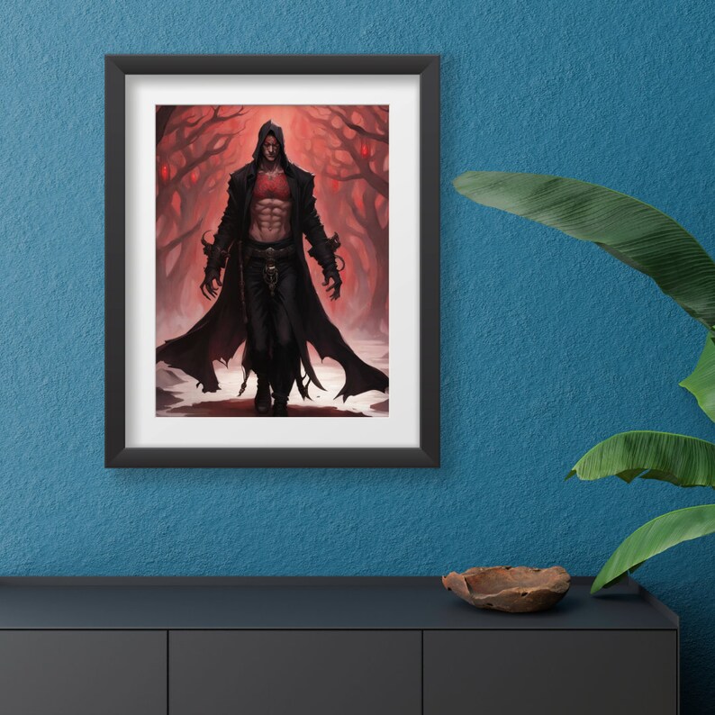 Downloadable Digital Poster - "red Necro" - Male Warlock - Etsy