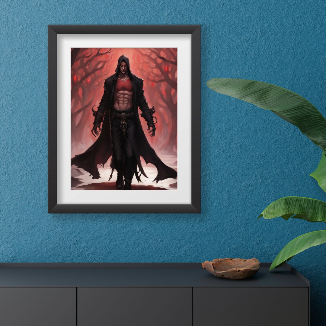 Downloadable Digital Poster red Necro Male Warlock - Etsy