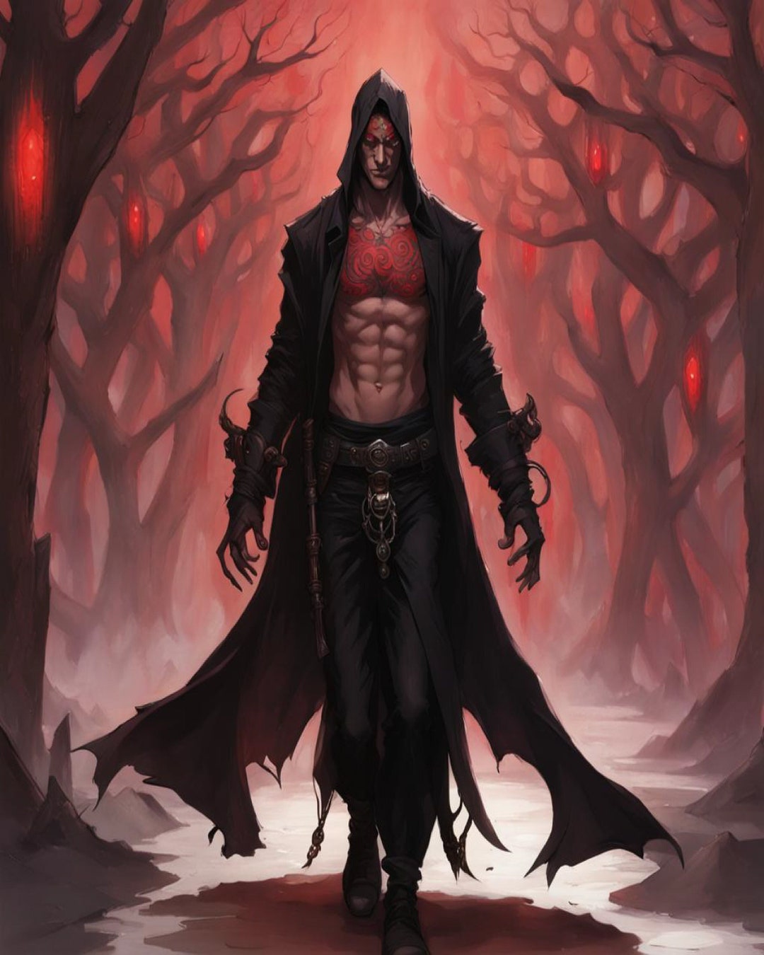 Downloadable Digital Poster - "red Necro" - Male Warlock - Etsy