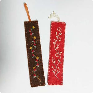 5 Felt Bookmarks for Book Lovers Floral Embroidered on Felt Unique ...