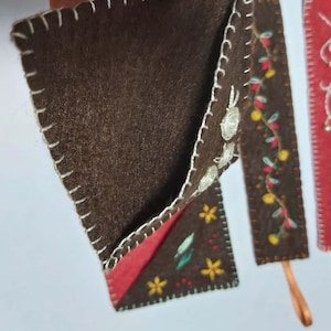 5 Felt Bookmarks for Book Lovers, Floral Embroidered on Felt, Unique ...