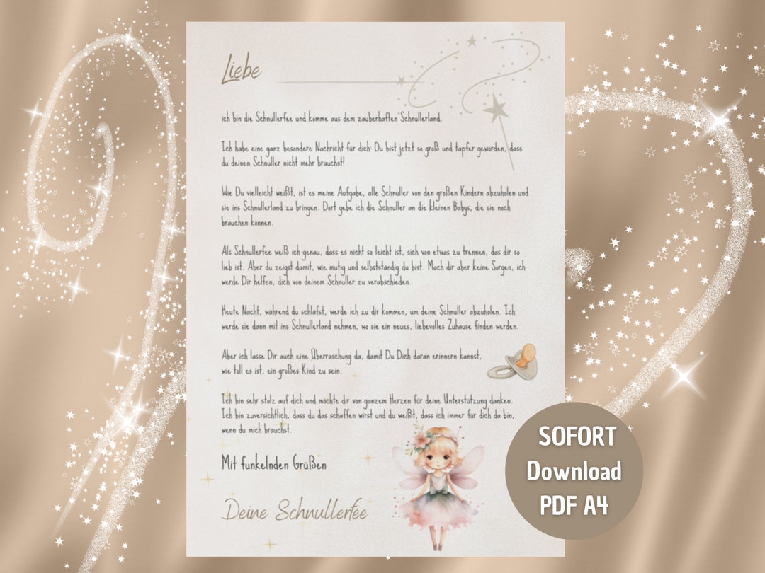 Letter From the Pacifier Fairy, Instant Download, for Boys & Girls ...