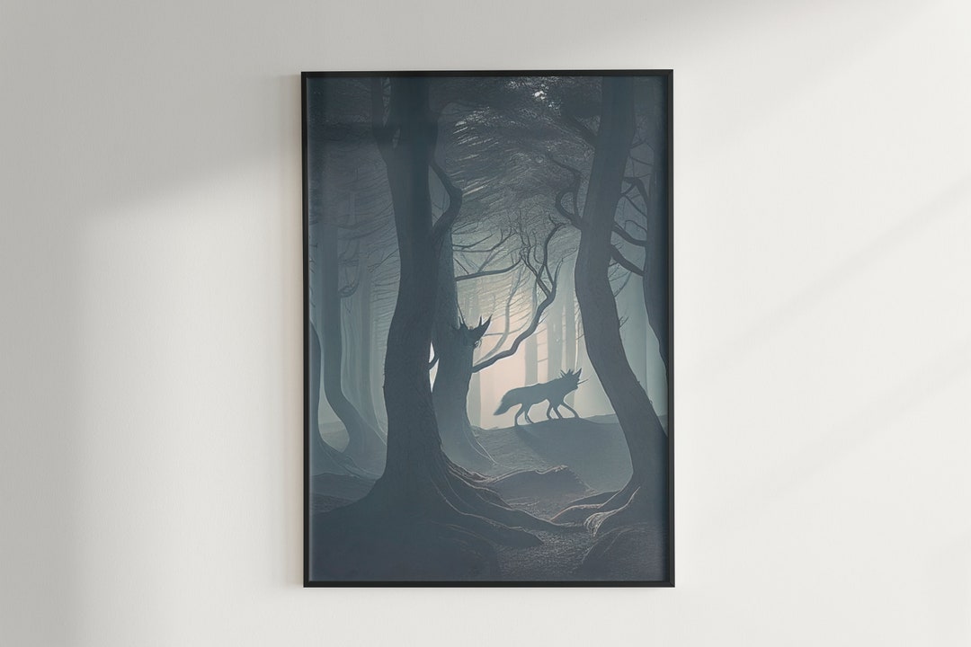 A Haunted Forest, Its Twisted Trees Casting Eerie Shadows on the Ground ...