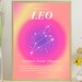 Leo Zodiac Sign Poster, Leo Printable, Leo Star Sign Print, Leo Grainy ...