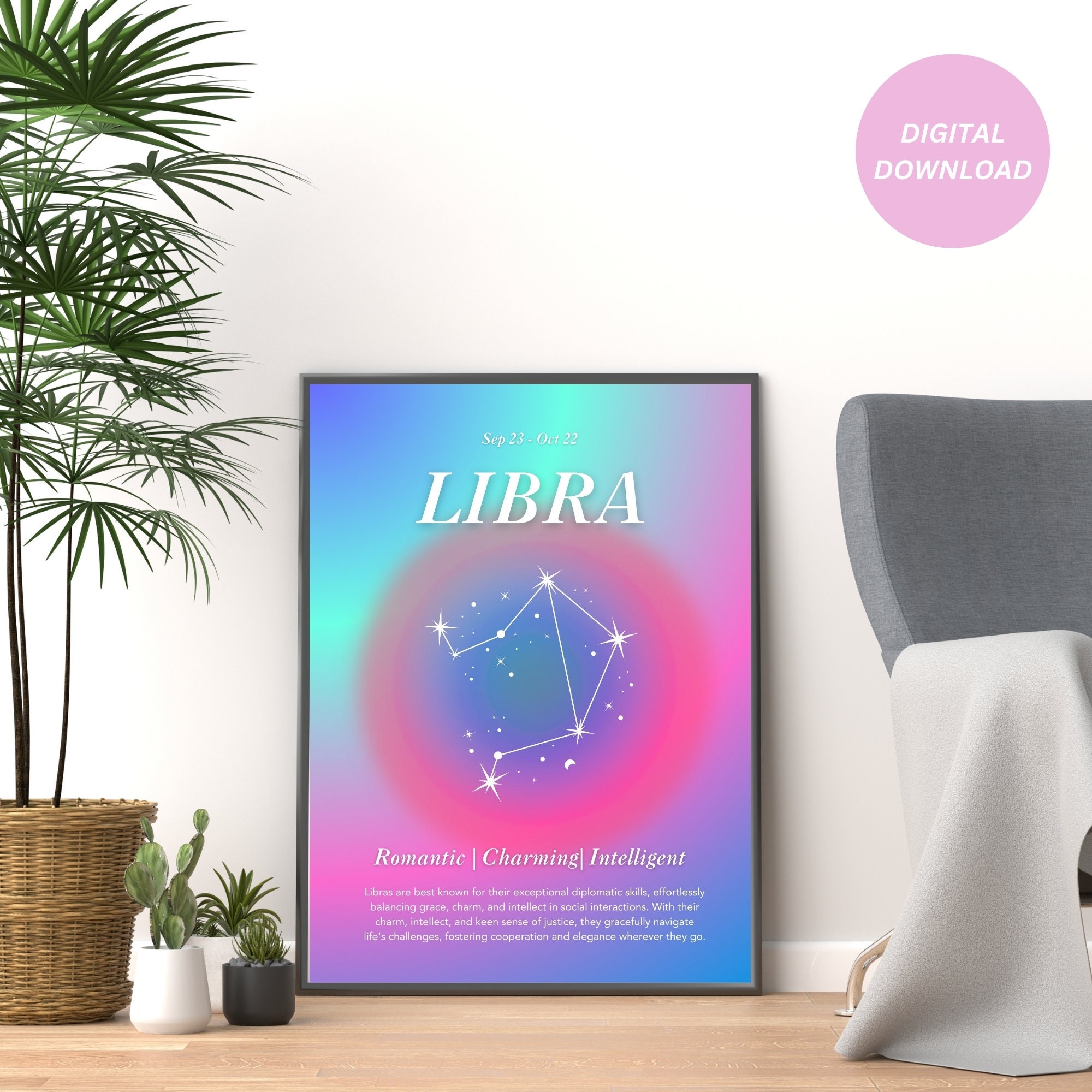 Libra Zodiac Sign Poster, Libra Printable, Libra Star Sign Print, Libra ...
