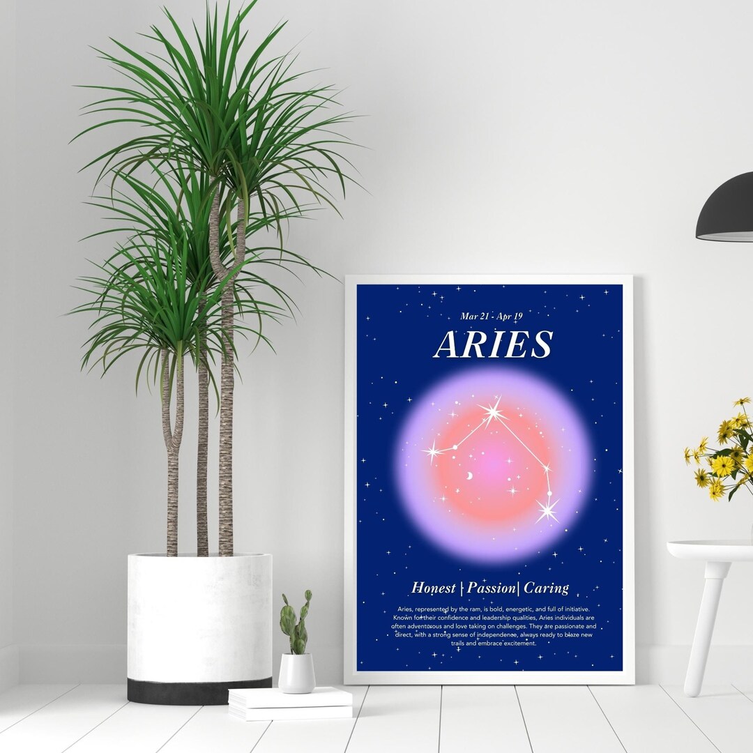 Aries Zodiac Sign Poster, Aries Printable, Aries Star Sign Print, Aries ...