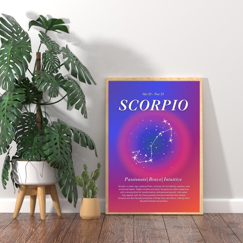 Scorpio Zodiac Sign Poster, Scorpio Printable, Scorpio Star Sign Print ...