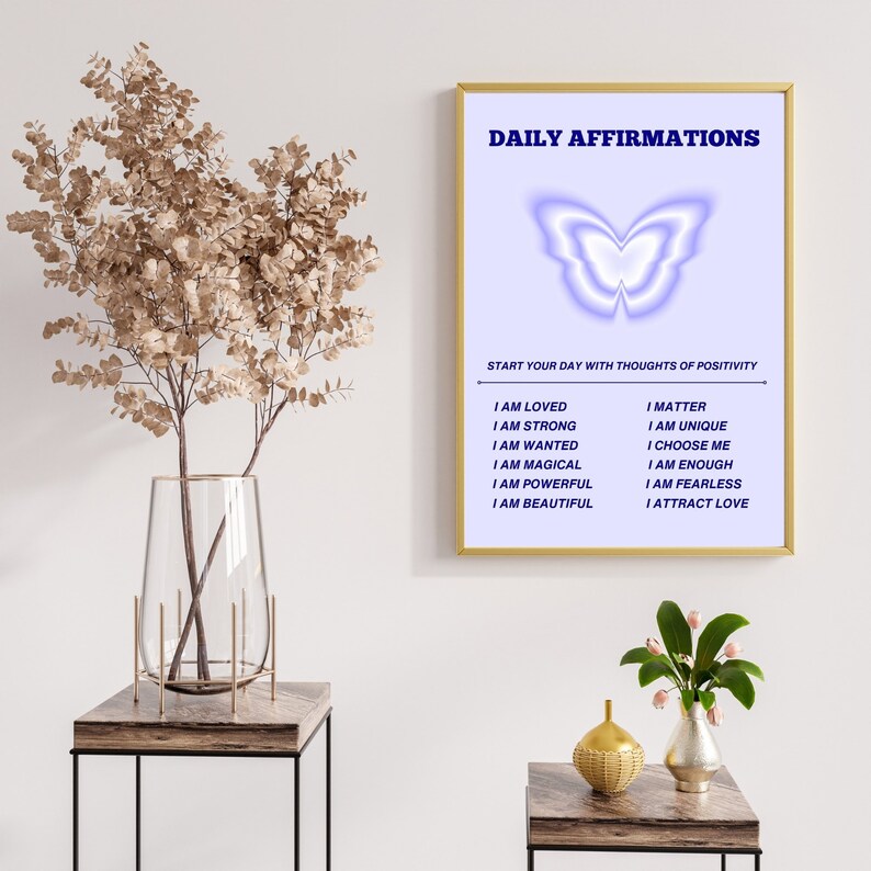Daily Affirmations Digital Wall Art, Positive Aura Poster, Motivation ...