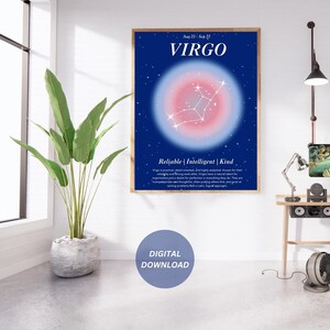 Virgo Zodiac Sign Poster, Virgo Printable, Virgo Star Sign Print, Virgo ...