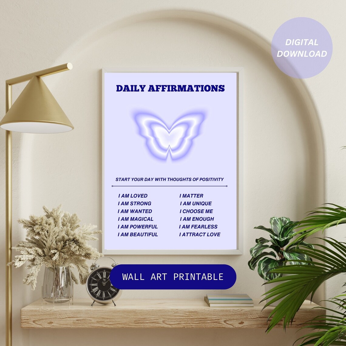 Daily Affirmations Digital Wall Art, Positive Aura Poster, Motivation ...
