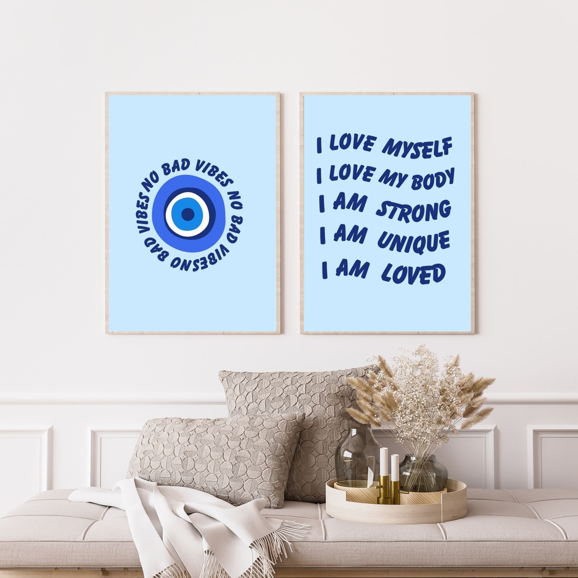 Evil Eye Wall Art Print, Evil Eye Room Decor, Self Love, No Bad Vibes ...