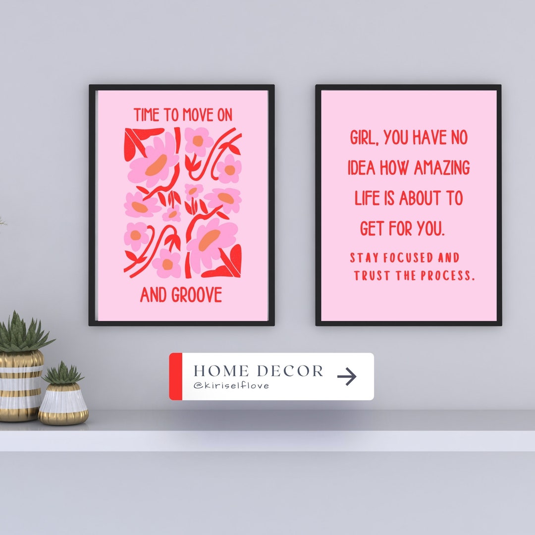Pink Manifest Groove Wall Art, Aesthetic Wall Decor, Manifesting Poster ...