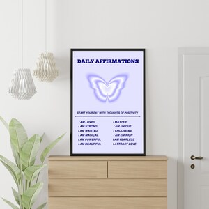 Daily Affirmations Digital Wall Art, Positive Aura Poster, Motivation ...