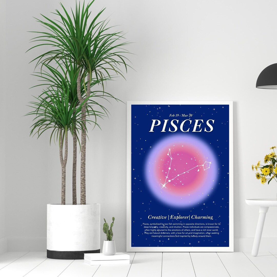 Pisces Zodiac Sign Poster, Pisces Printable, Pisces Star Sign Print ...