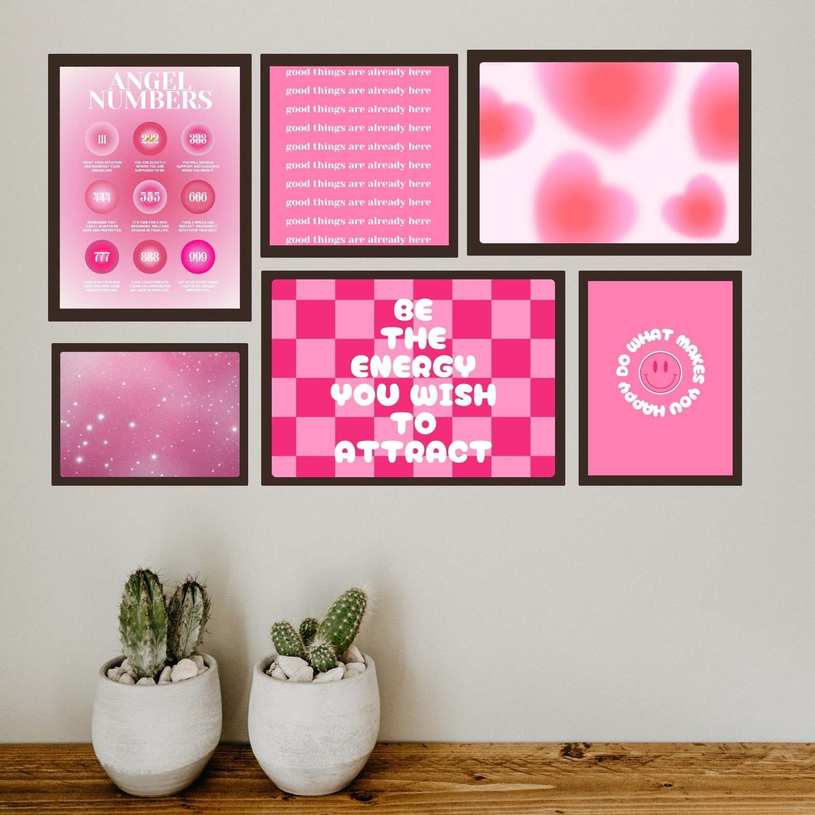 Pink Manifest Gallery Wall Art | Set of 5 Printables, Aesthetic Wall ...