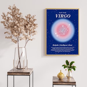 Virgo Zodiac Sign Poster, Virgo Printable, Virgo Star Sign Print, Virgo ...