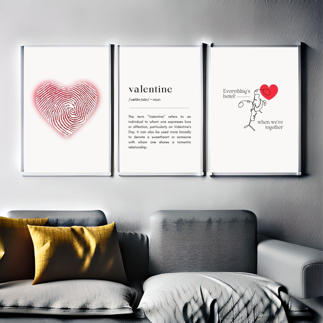 Valentines Day Decor, Set of 3 PRINTABLES, Love Heart Printables ...
