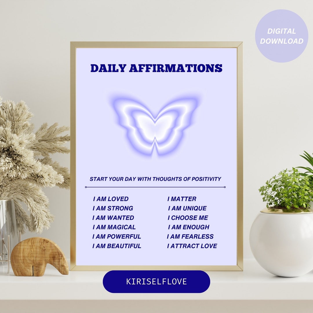 Daily Affirmations Digital Wall Art, Positive Aura Poster, Motivation ...