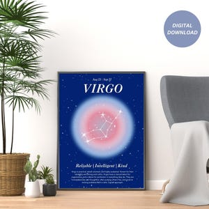Virgo Zodiac Sign Poster, Virgo Printable, Virgo Star Sign Print, Virgo ...