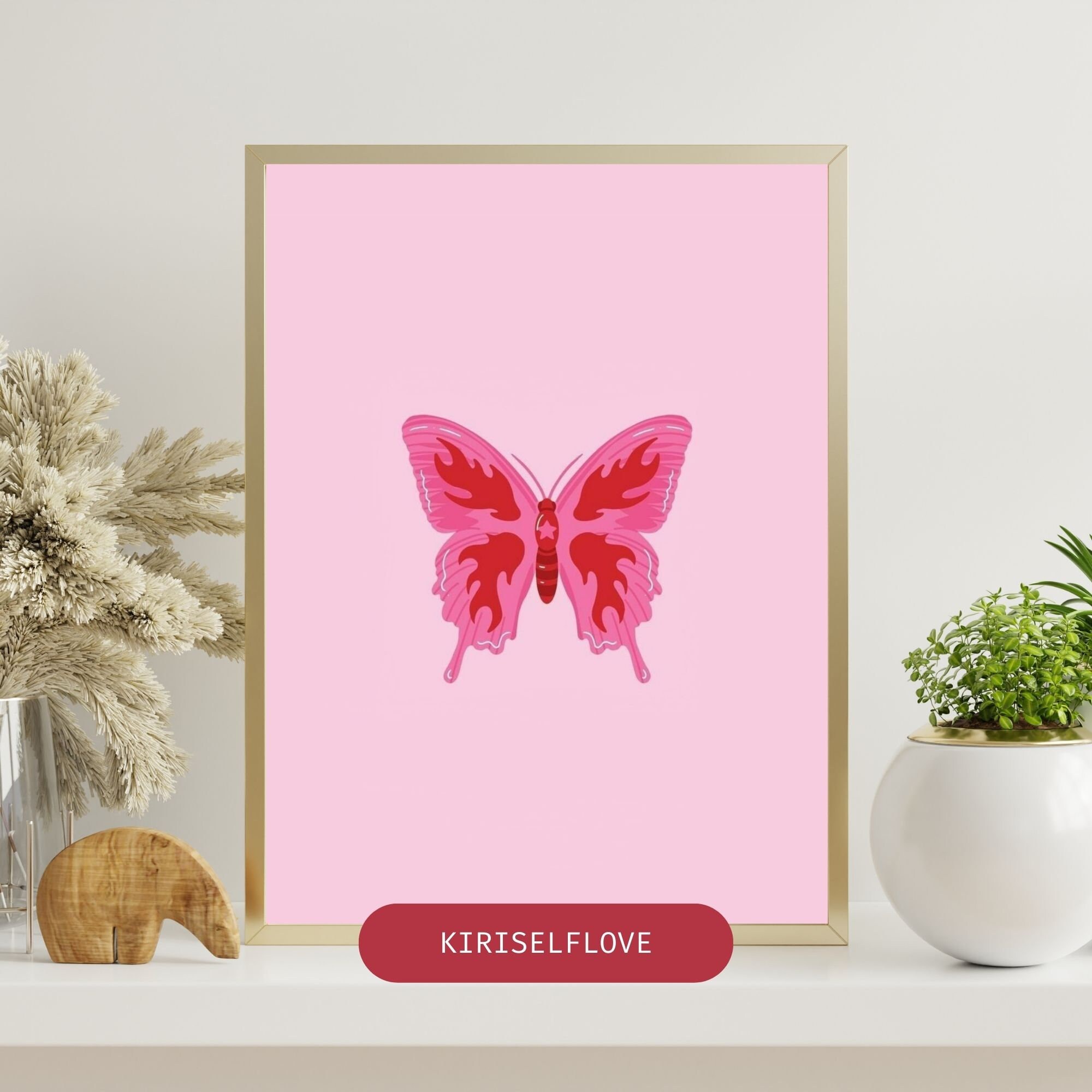 Feeling Lucky Aesthetic Poster, Room Decor Pink and Red Wall Art ...