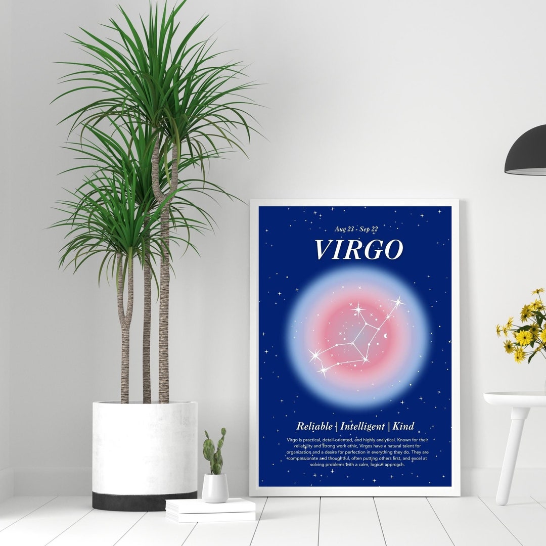 Virgo Zodiac Sign Poster, Virgo Printable, Virgo Star Sign Print, Virgo Gradient, Aura Poster ...