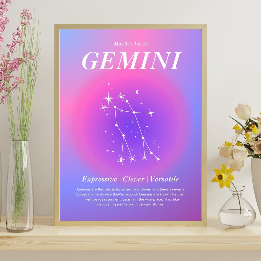 Gemini Zodiac Sign Poster, Gemini Printable, Gemini Star Sign Print ...