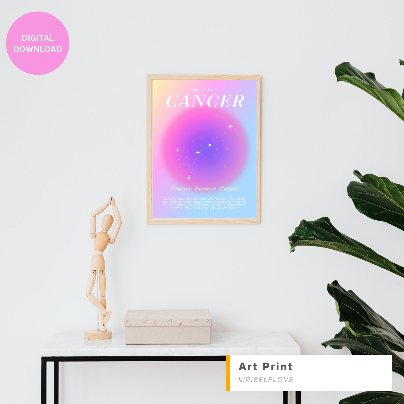 Cancer Zodiac Sign Poster, Cancer Printable, Cancer Star Sign Print ...