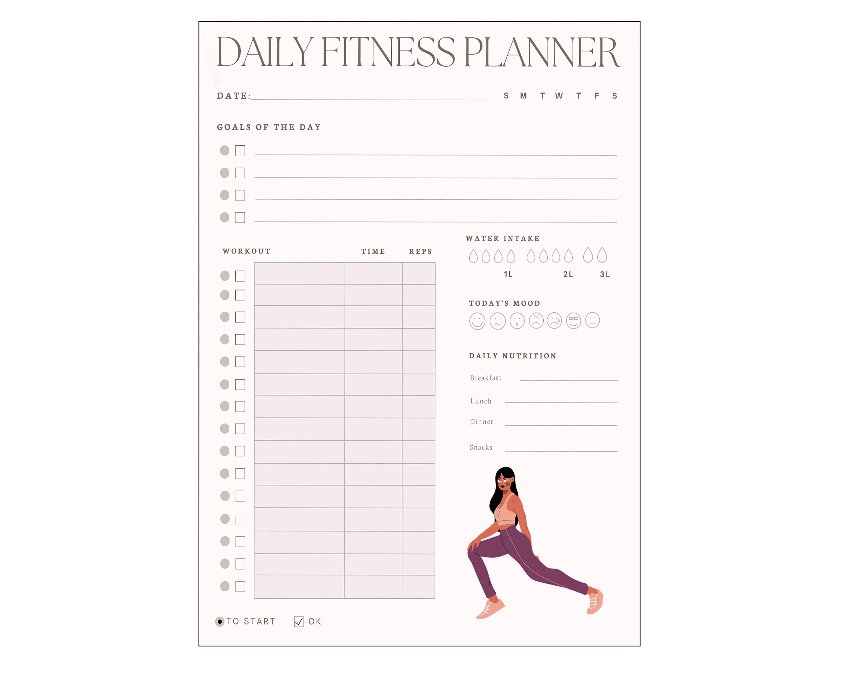Digital Fitness Planner for Workouts and Diet - Etsy