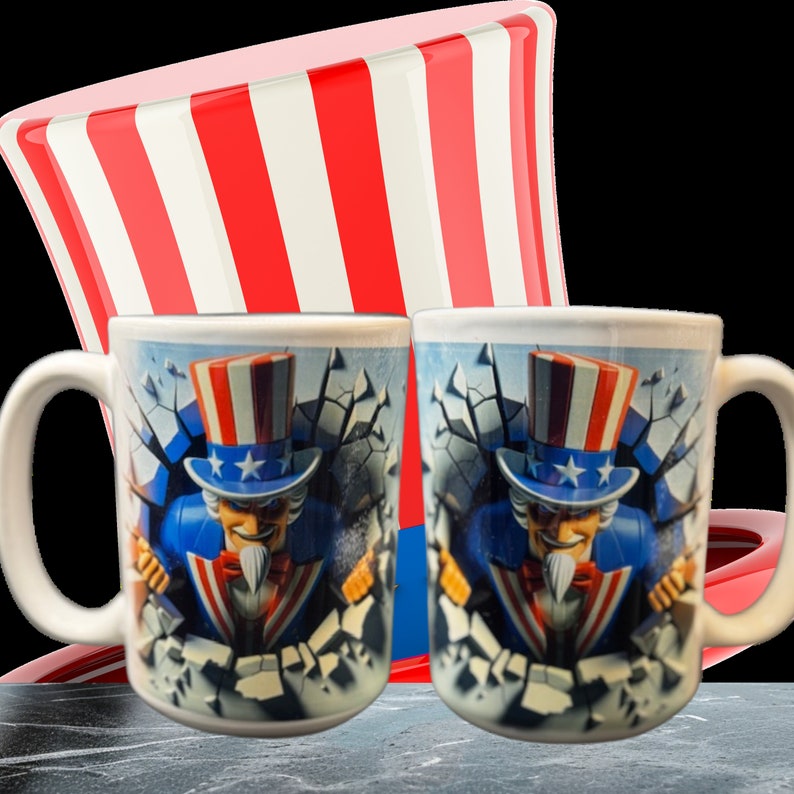 Uncle Sam 4th of July 15 Oz Break Through Coffee Mug - Etsy