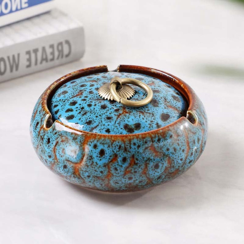 Handmade Ceramic Ashtray With Lid Smokers Ashtray Ceramic Ashtray ...