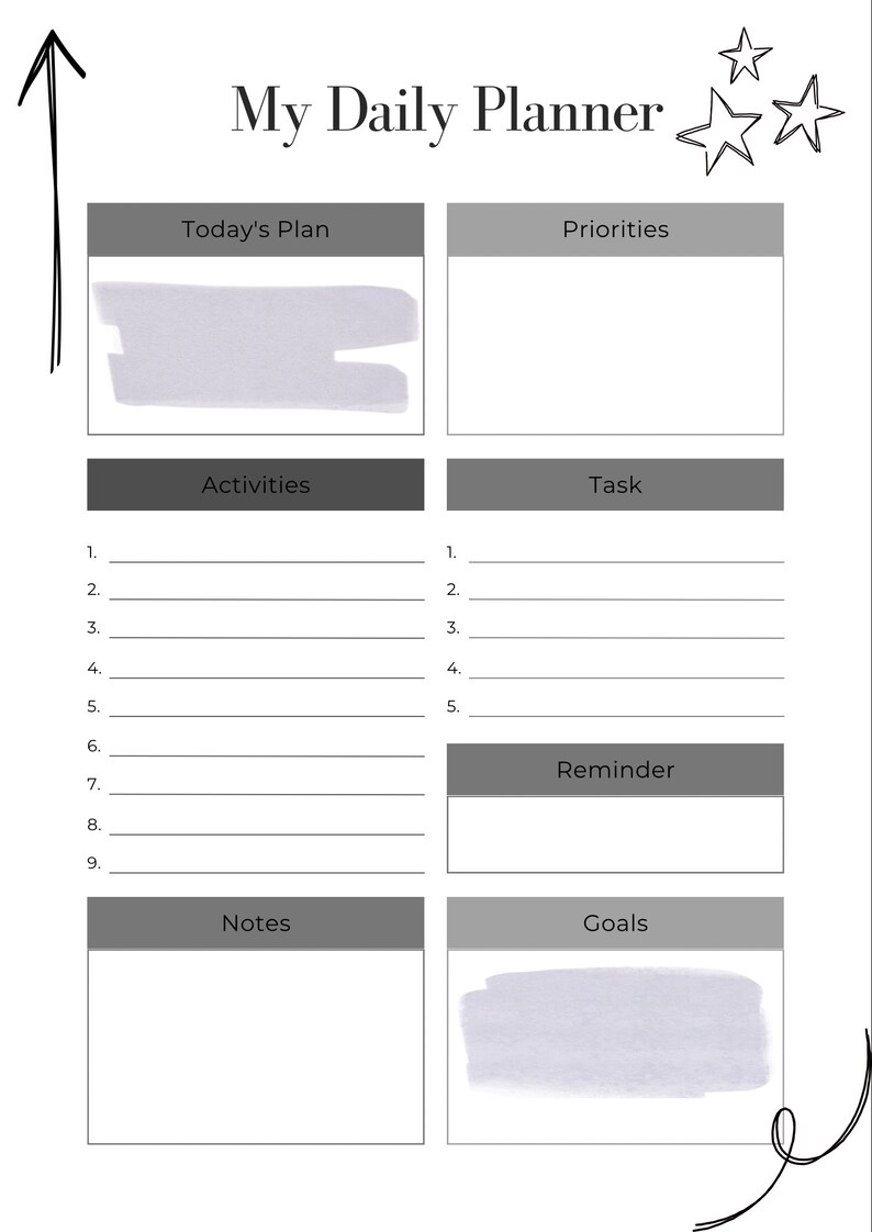 Daily Planner Black&white - Etsy